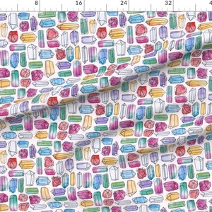 Watercolor Crystals Fabric Watercolor Gemstones by Logan Spector ...