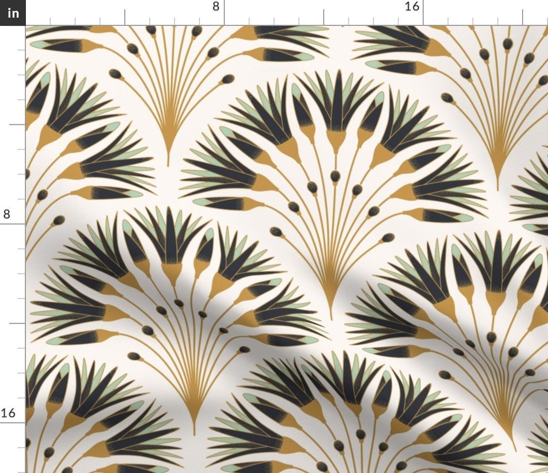 Art Deco Flower Fabric 1920s by Garabateo 20s Geometric Vintage Fans ...