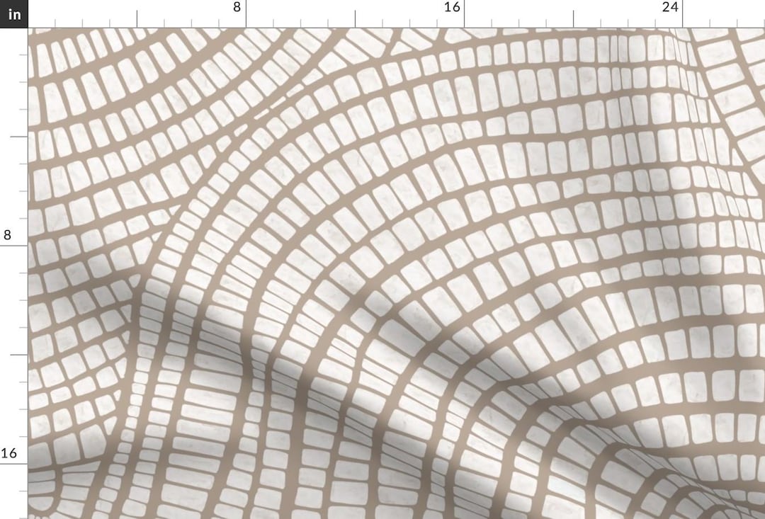 Neutral Coastal Fabric - Beige Wave Tiles by Monique_langlands - Mosaic ...