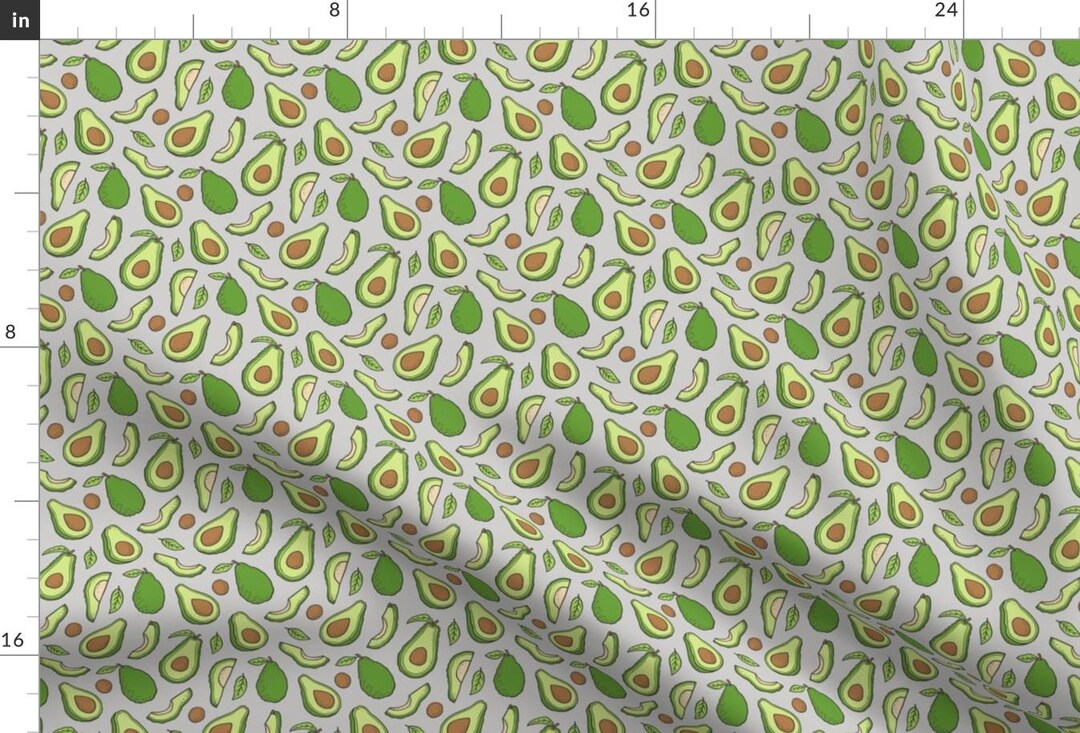 Scattered Avocados Fabric - Avocado Fabric On Grey Smaller By Caja ...