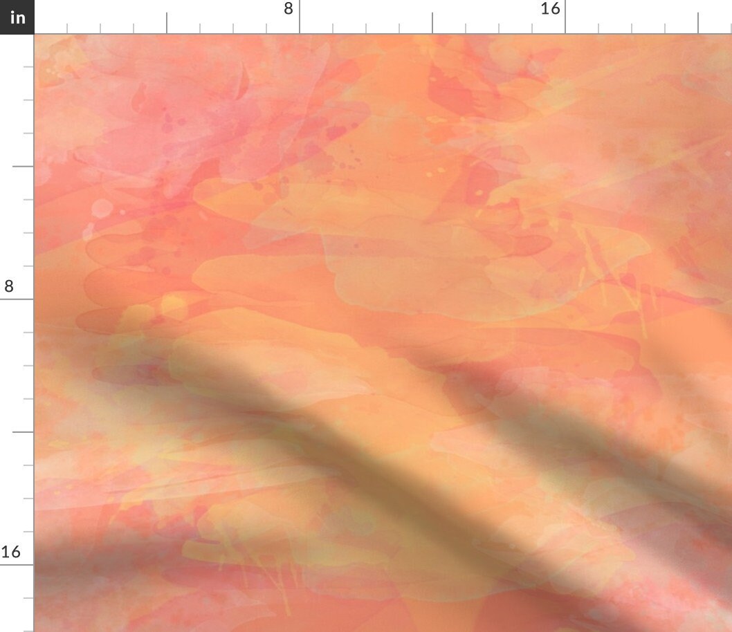 Batik Fabric Coral Sunset Watercolor Paint Effect by - Etsy