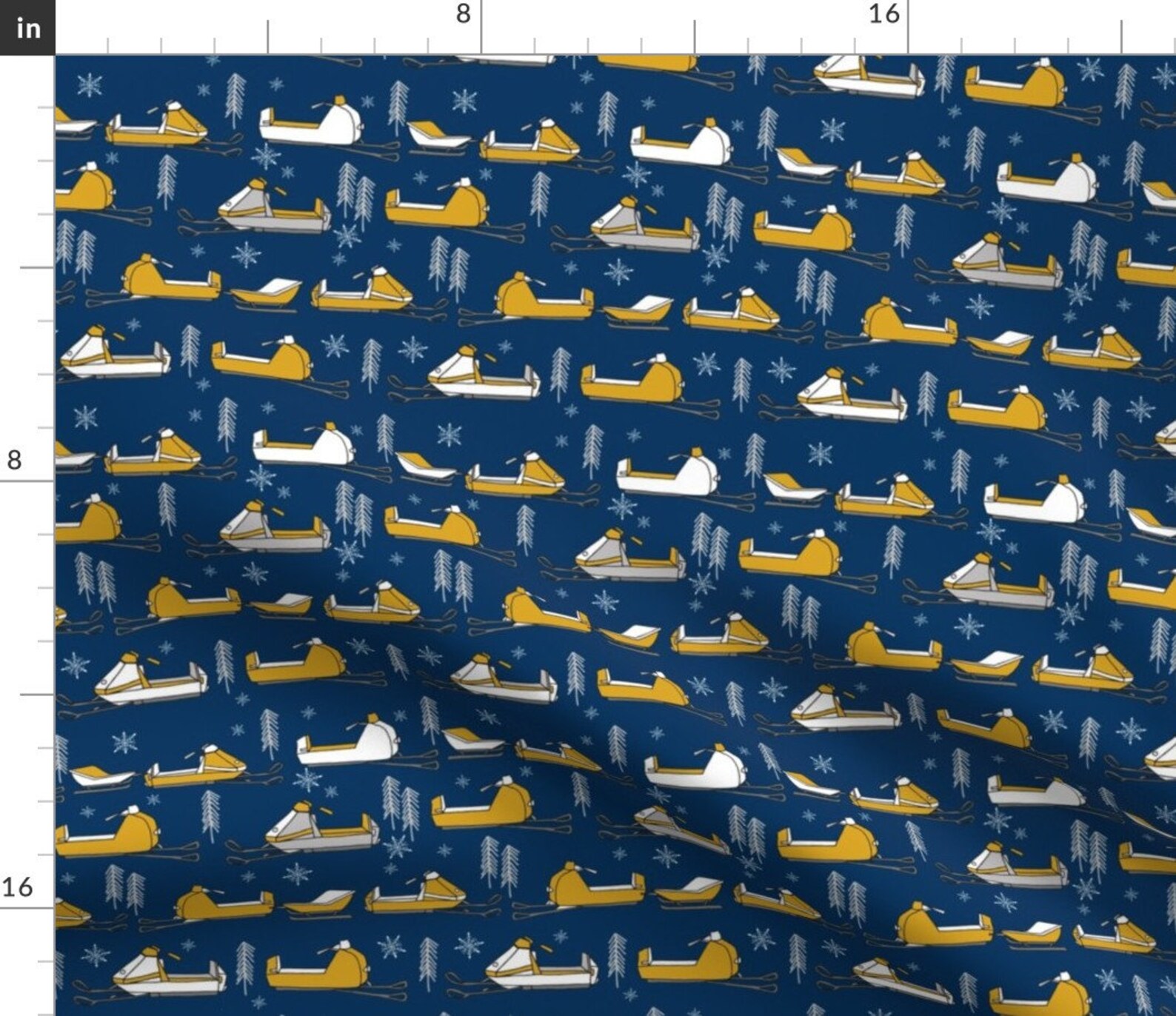 Snowmobiles Fabric Vintage Snowmobile Illustration Winter | Etsy