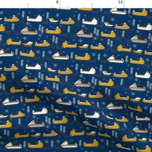 Snowmobiles Fabric Vintage Snowmobile Illustration Winter - Etsy