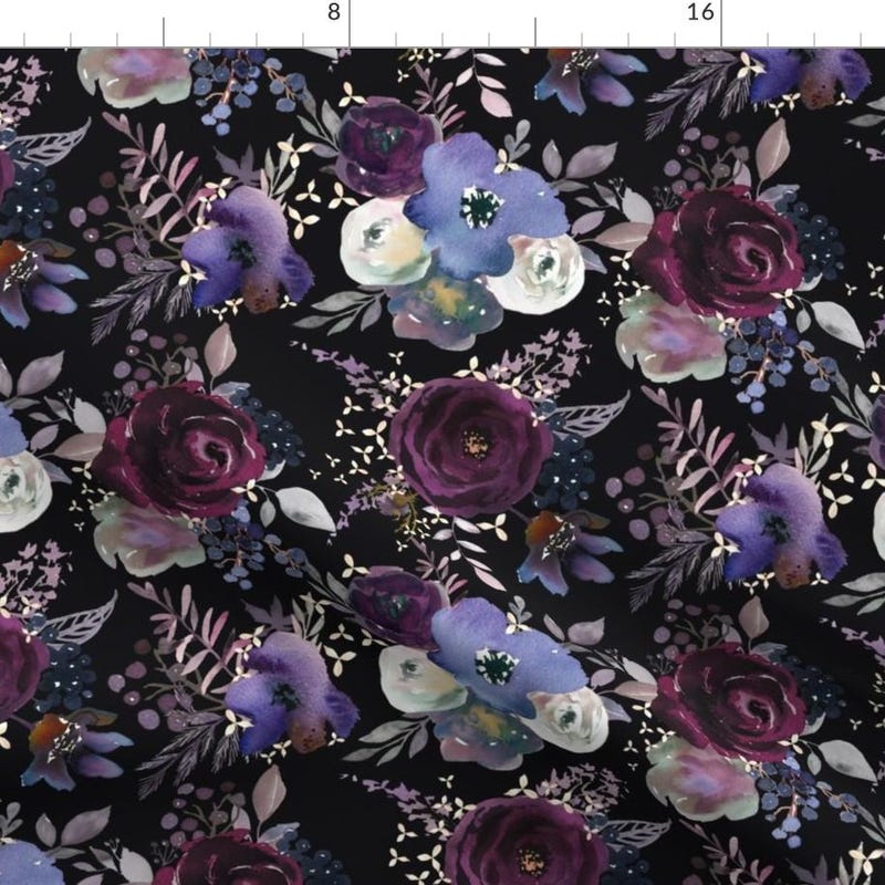 Purple Floral Fabric - Etsy