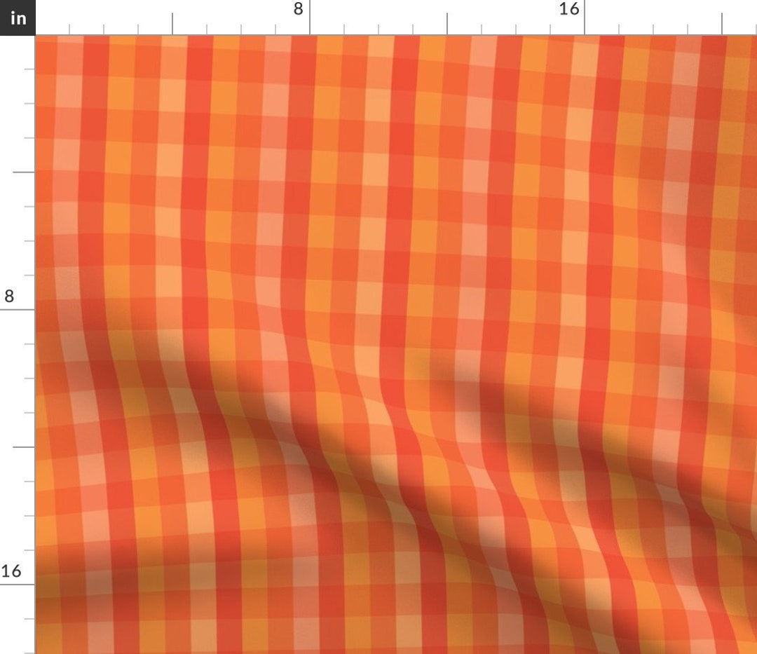 Orange Plaid Fabric Orange Halloween Check by - Etsy