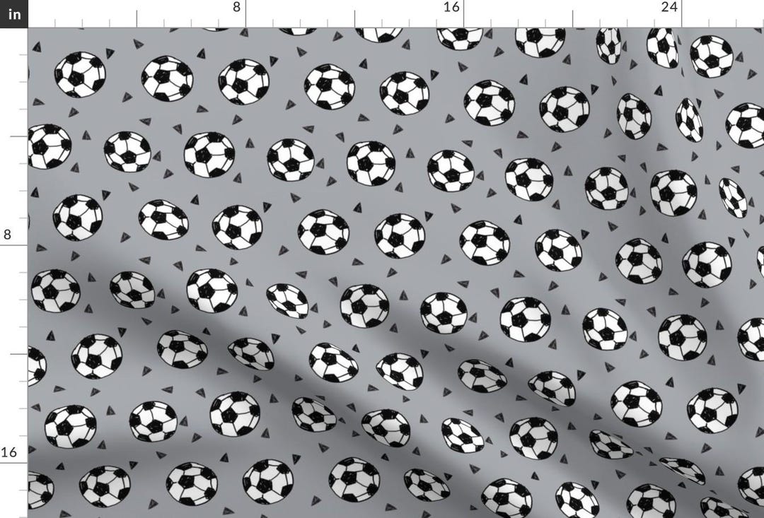Soccer Balls Fabric - Soccer Fabric // Grey Soccer Football Fabric Boys ...