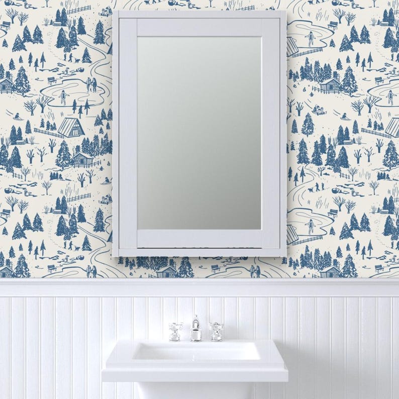Winter Cabin Removable Peel and Stick Wallpaper - Traditional Holidays ...