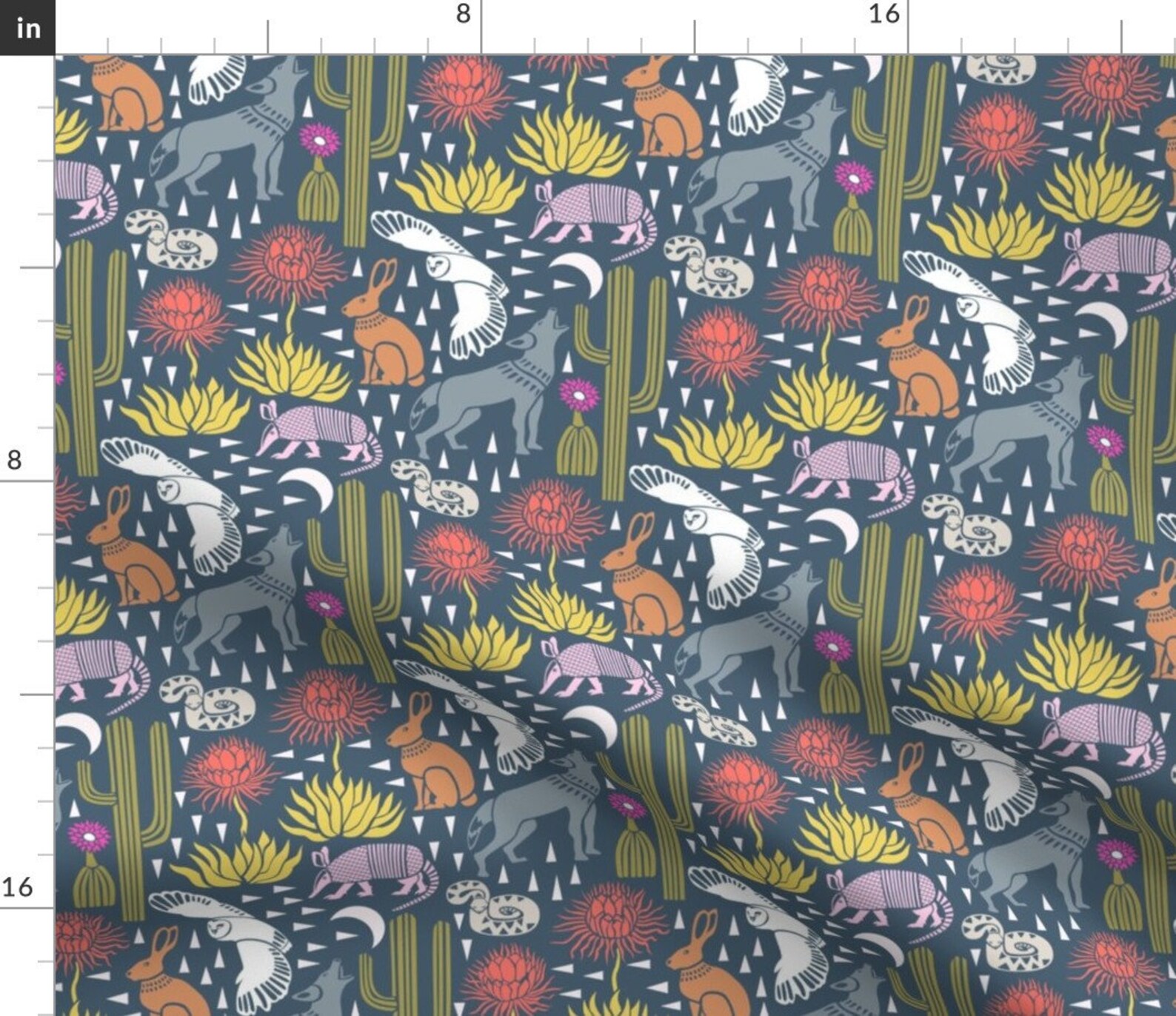 Coyote Fabric Desert Animals Owl Armadillo Coyote Hare by - Etsy