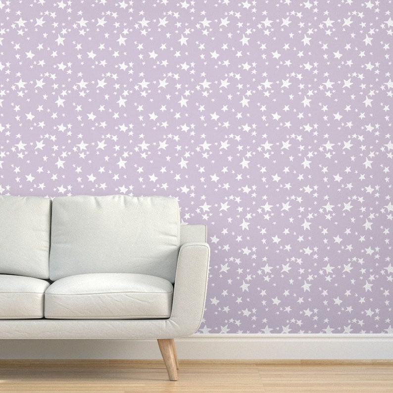 Star Wallpaper Stars Fabric Lavender Pastel by Andrea Lauren - Etsy