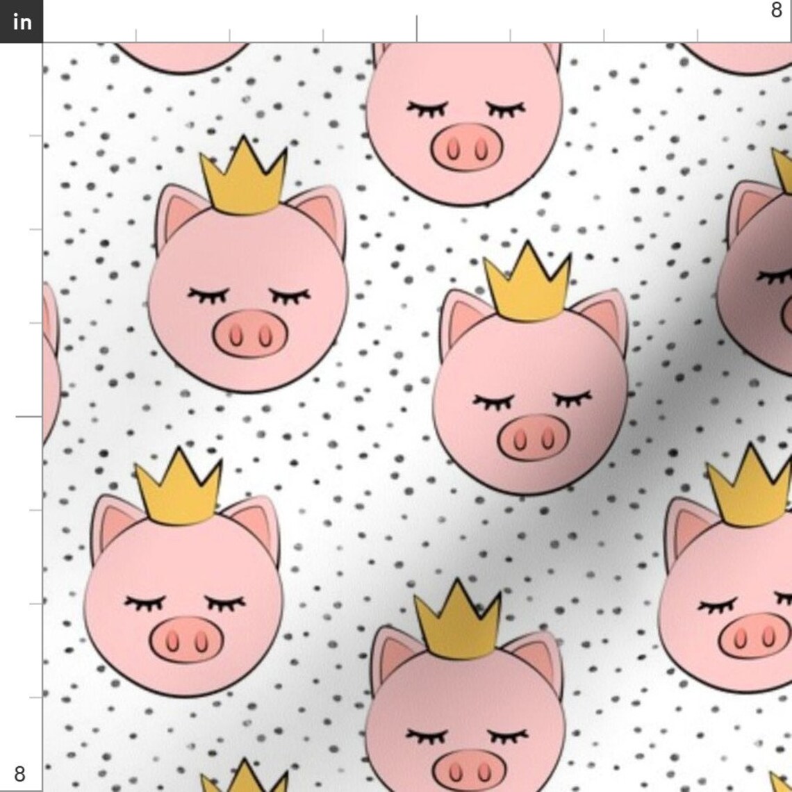 Piglet Fabric Princess/Prince Pig Gray Dots By | Etsy