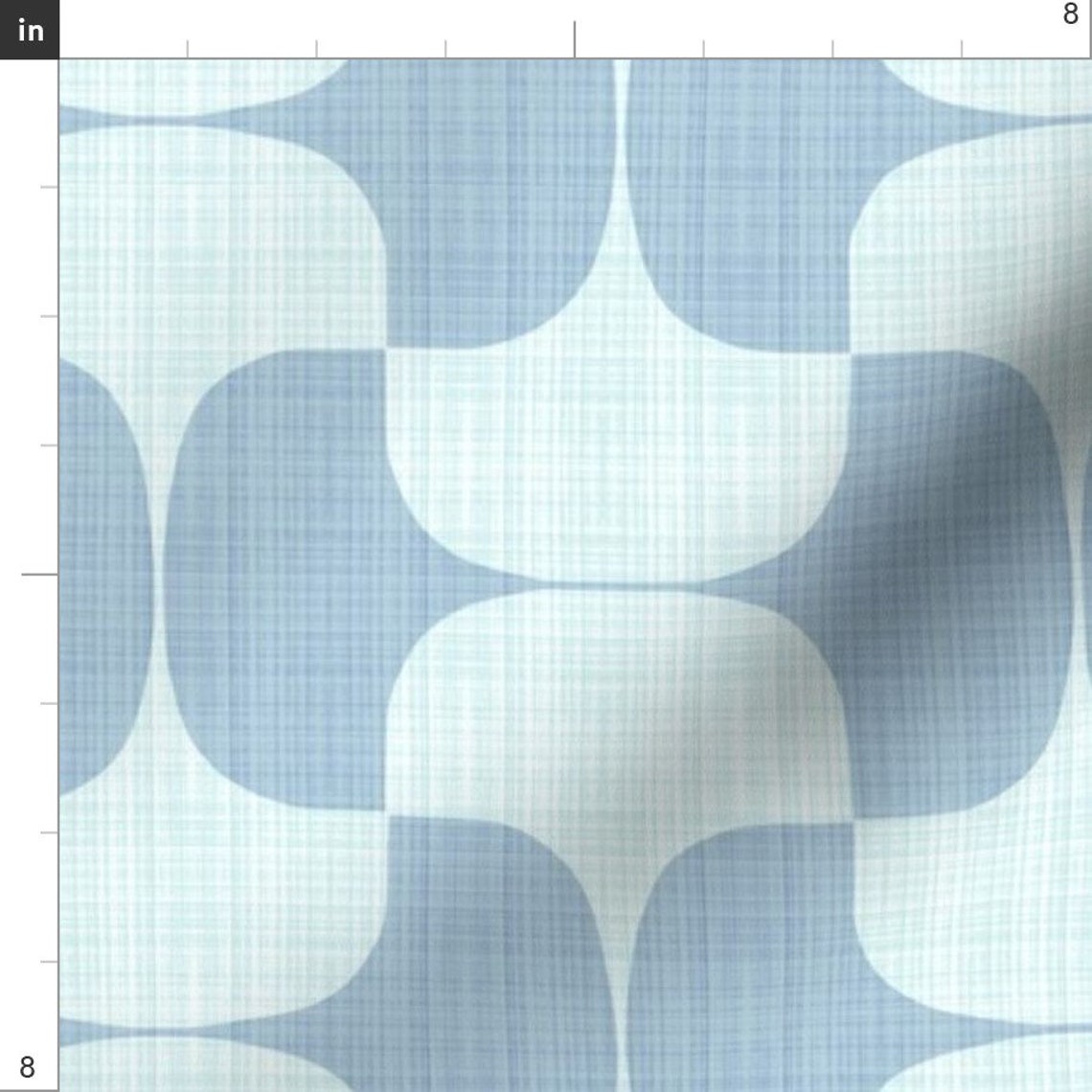 Mid Century Modern Fabric Mod Sky Blues Tessellate By Wren | Etsy