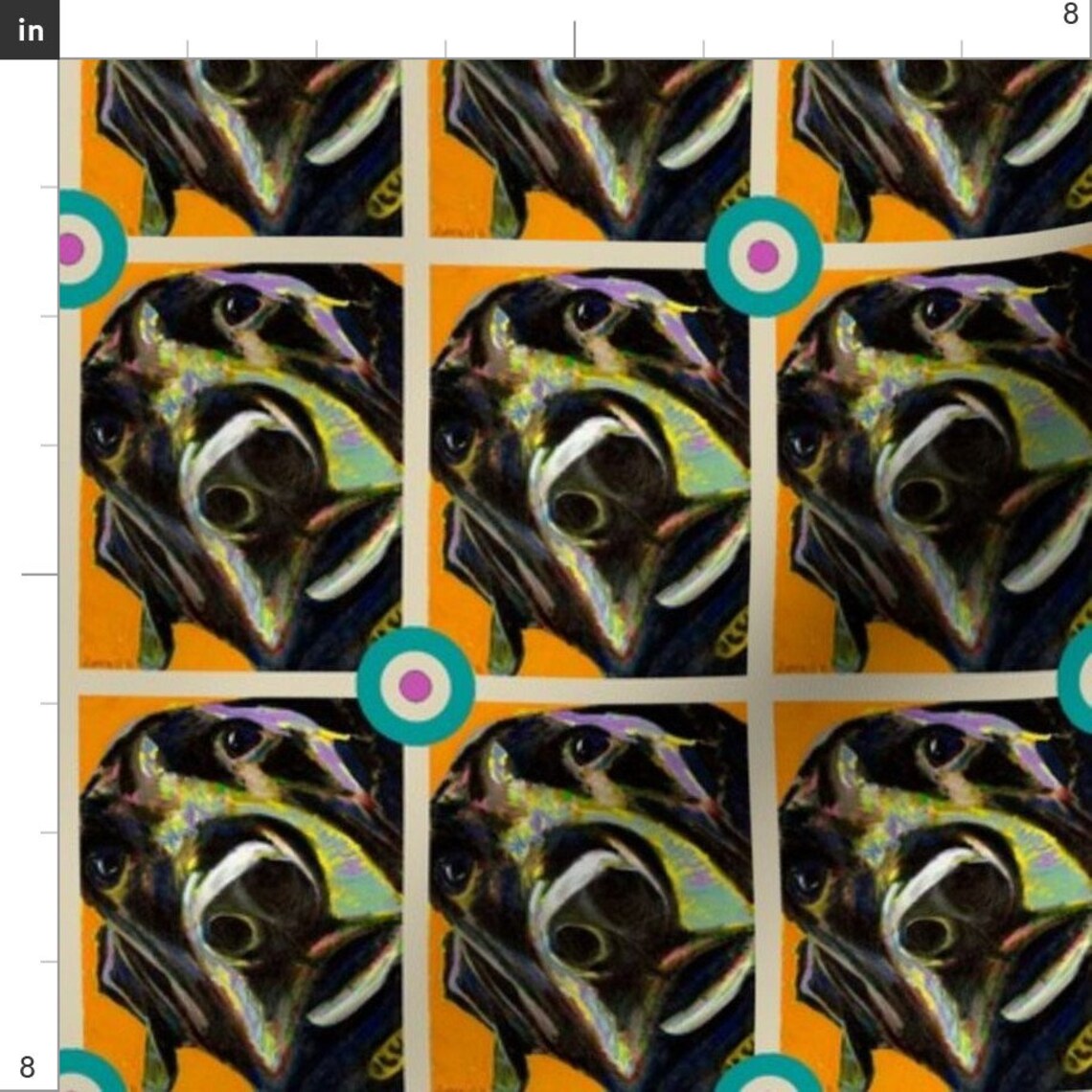 Black Lab Bullseye Fabric Black Labrador Bullseye by David - Etsy