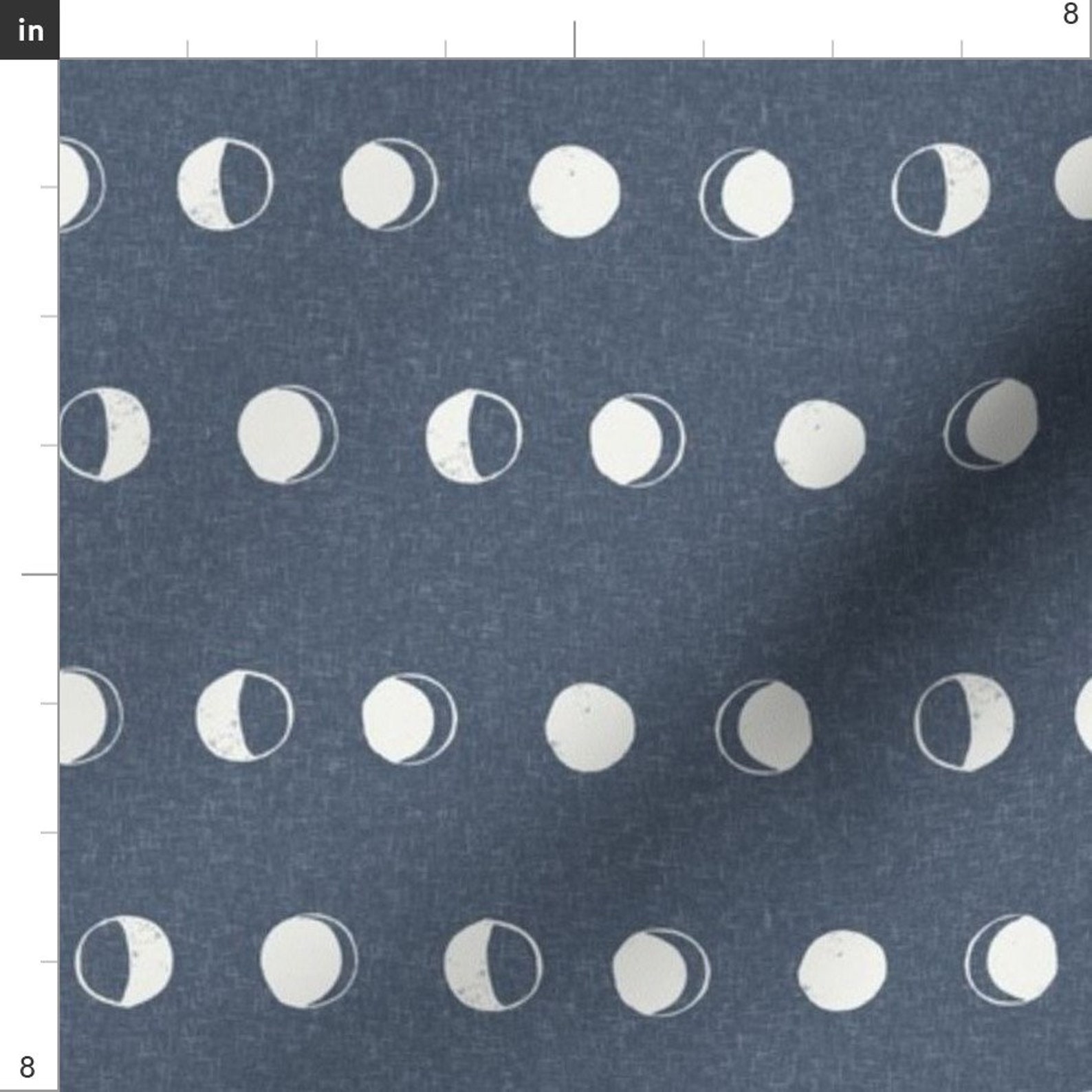 Blue Moon Phase Fabric Indigo Moon Fabric Nursery Fabric | Etsy
