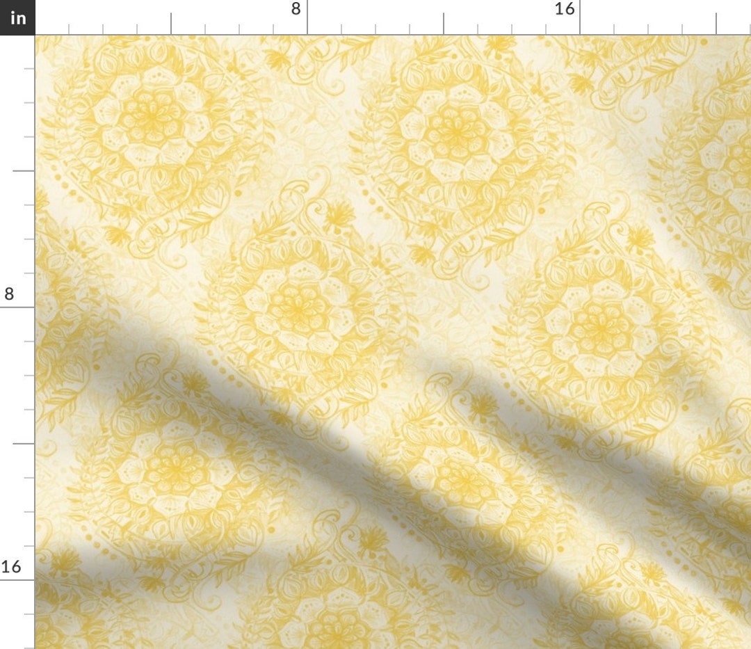Mustard Fabric Messy Boho Floral in Mustard Yellow by - Etsy