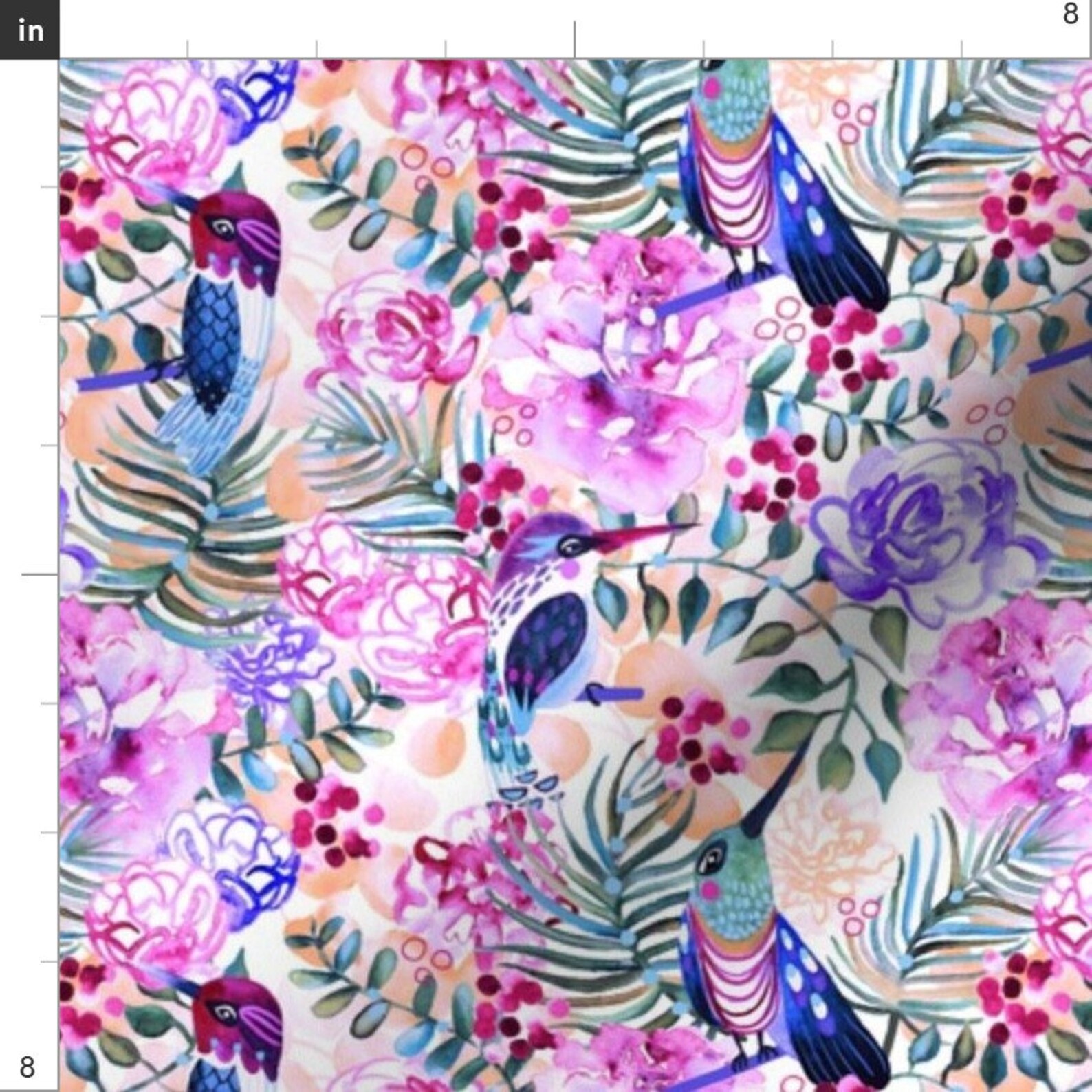 Tropical Hummingbirds Fabric Hummingbirds by Bermudezbahama - Etsy