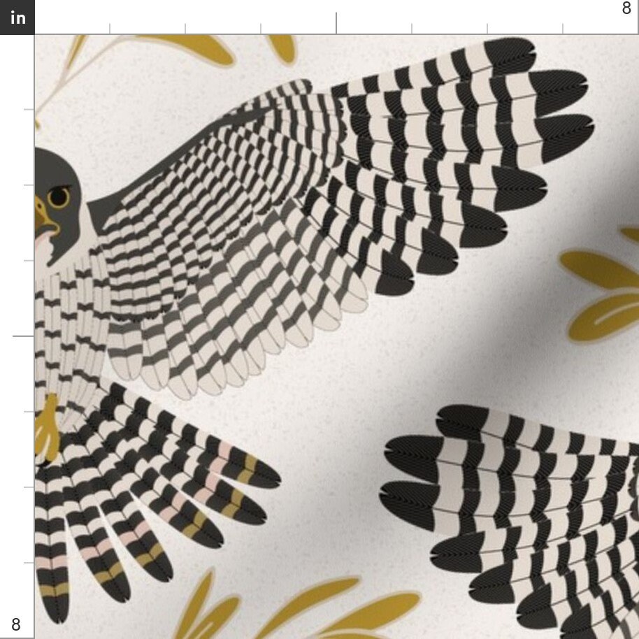 Bird Wingspan Fabric Comeback Peregrine Falcon by Garabateo - Etsy