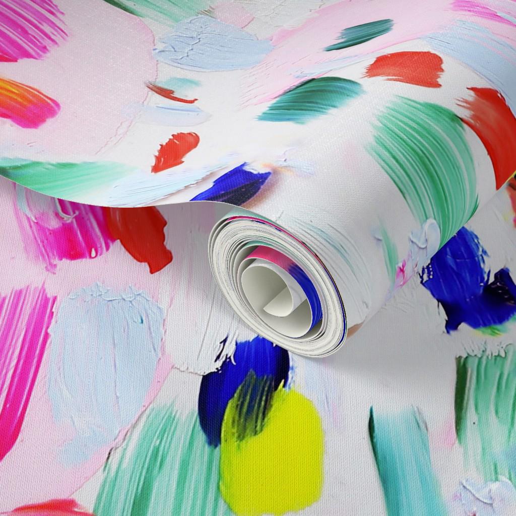 Painterly Removable Peel and Stick Wallpaper - Bright Abstract Happy ...