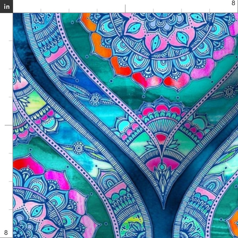 Boho Fabric Radiant Bohemian Color Play Rainbow Floral - Etsy