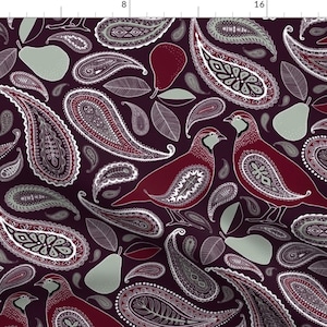 Paisley Partridge Fabric Partridge, Pear Paisley Pattern Burgundy Plum ...