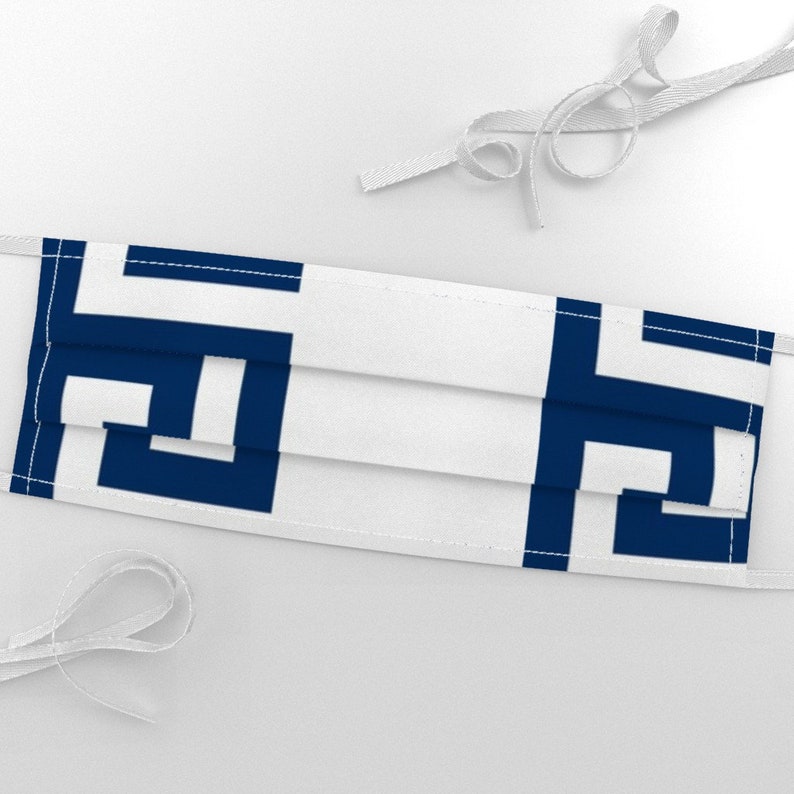Greek Key Fabric Greek Key Stripe Navy by Danika Herrick - Etsy
