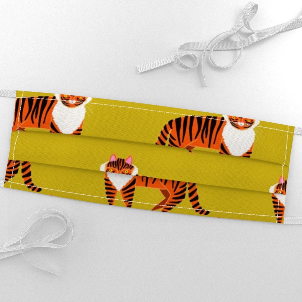 Mustard Tiger Fabric Tigers by Emilyrosethomson Tiger - Etsy