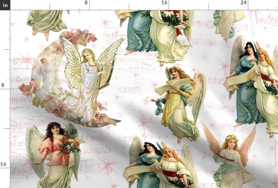 Angels and Hymns Fabric - Angels on High by Lilyoake - Christmas Sheet ...