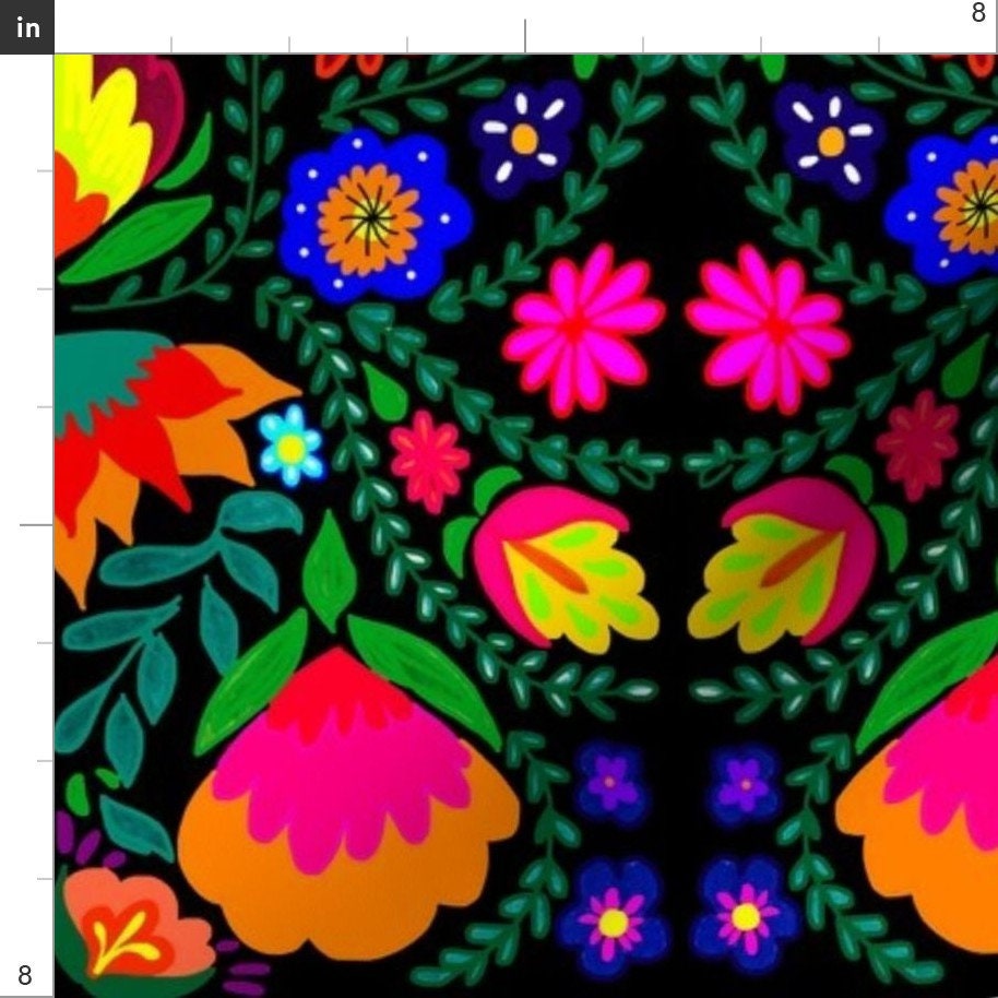 Mexican Folk Art Floral Fabric Fiesta by Napolicreates - Etsy