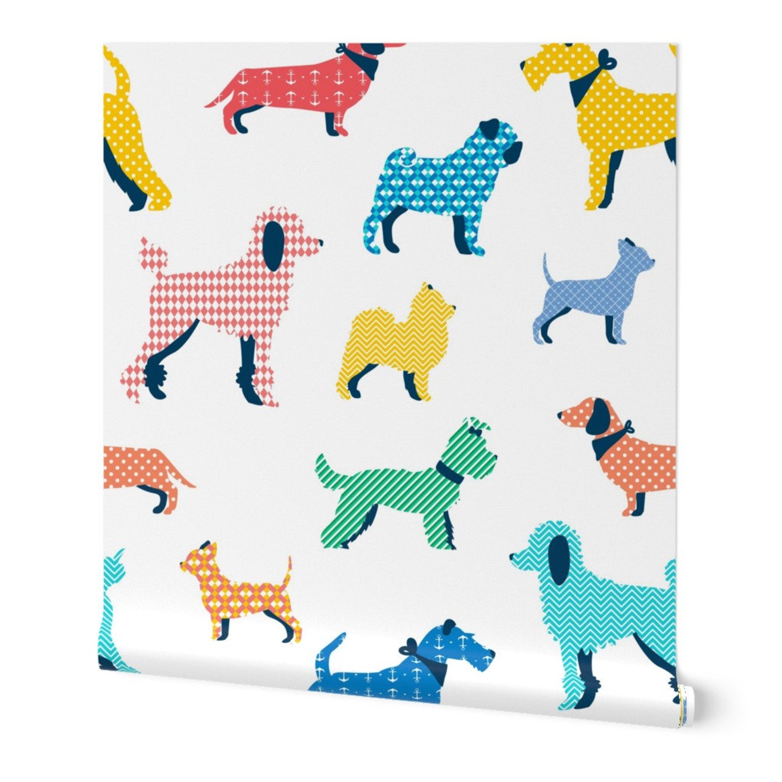Dog Wallpaper Patterned Dogs Vibrant Big by Ewa Brzozowska - Etsy