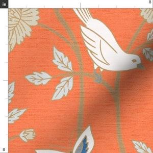 Orange Chinoiserie Fabric Miya Chinoiserie by Mijuo_design Peony ...