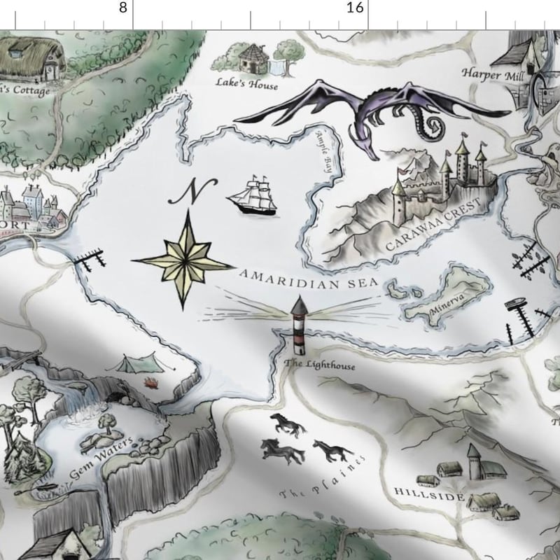 Ocean Map Fabric - Etsy