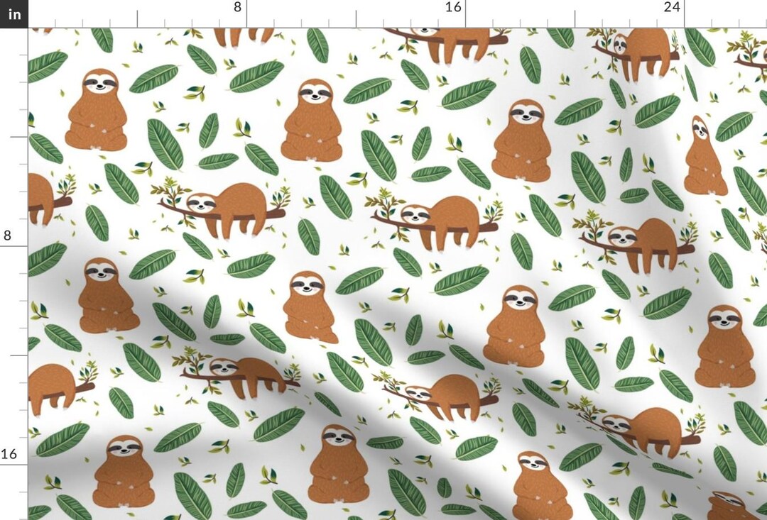 Sloth Fabric 7 Sloths Love Sleep by Shopcabin Sloth Cute Kawaii Baby ...