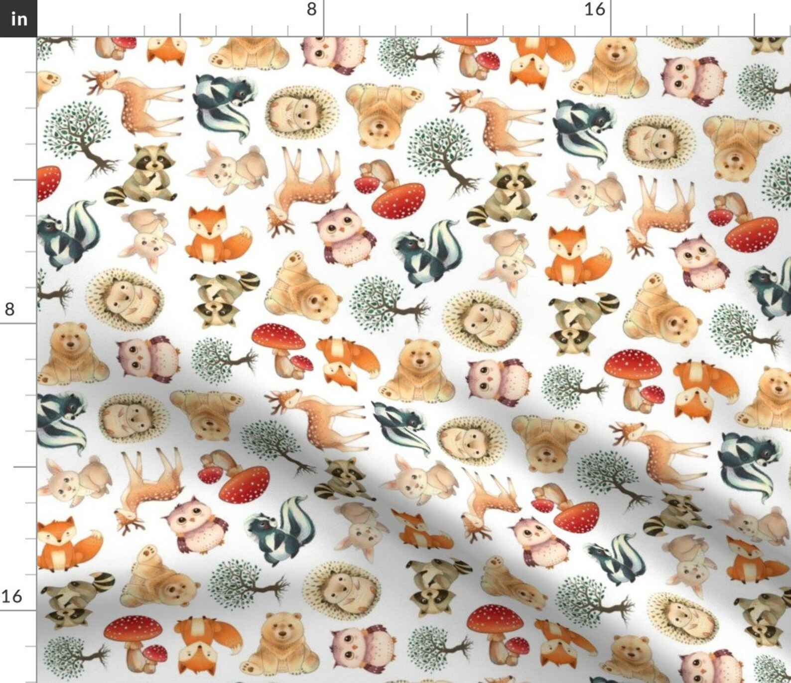 Woodland Animals Fabric Woodland Animal Pattern by | Etsy