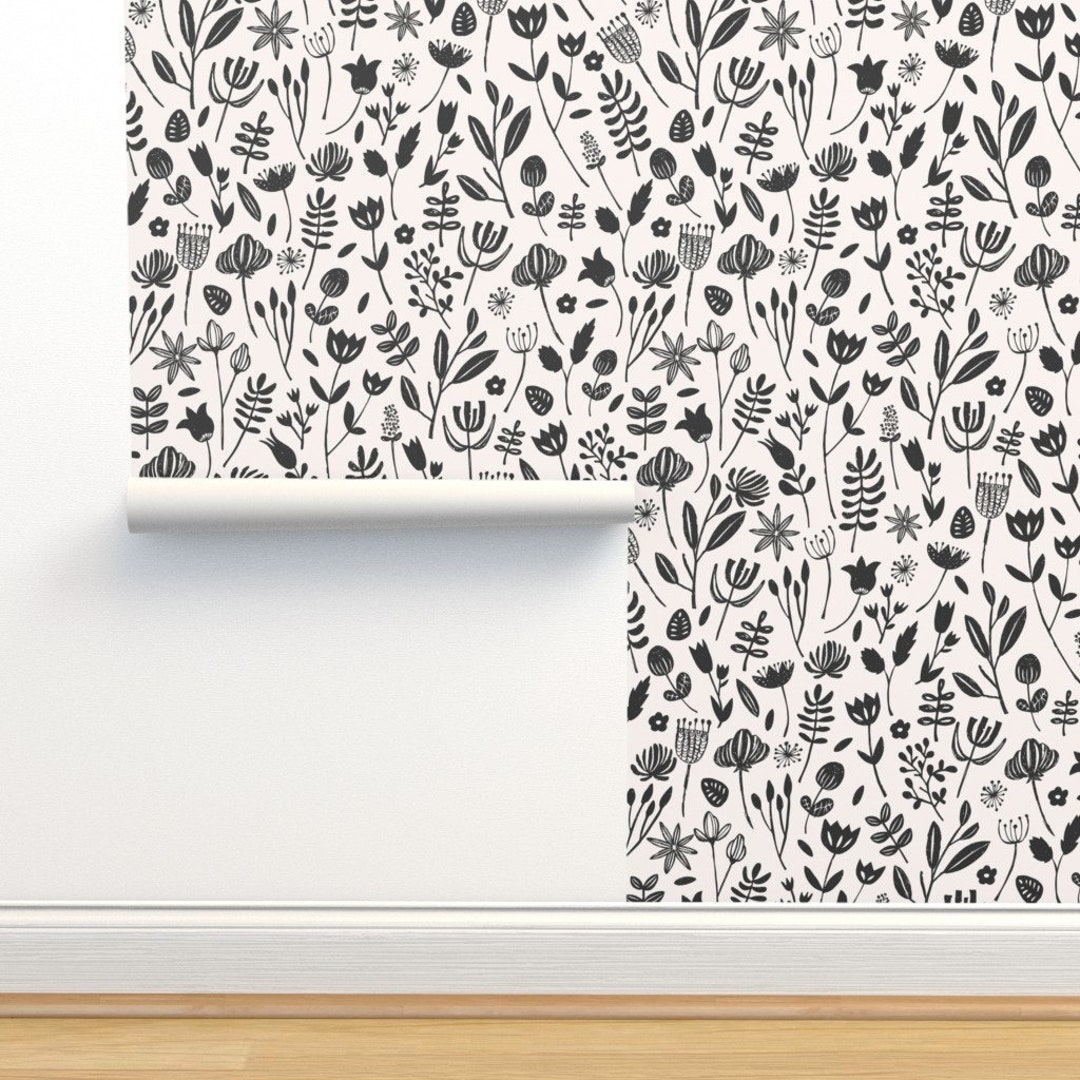 Botanical Wallpaper Folk Botanical Print by Shelbyallison - Etsy