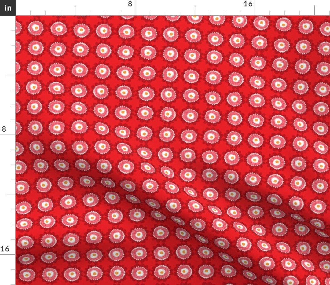 Retro Red Floral Fabric Retro Flowers by Laurawrightstudio Geometric ...