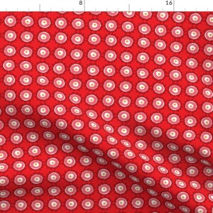 Retro Red Floral Fabric Retro Flowers by Laurawrightstudio Geometric ...