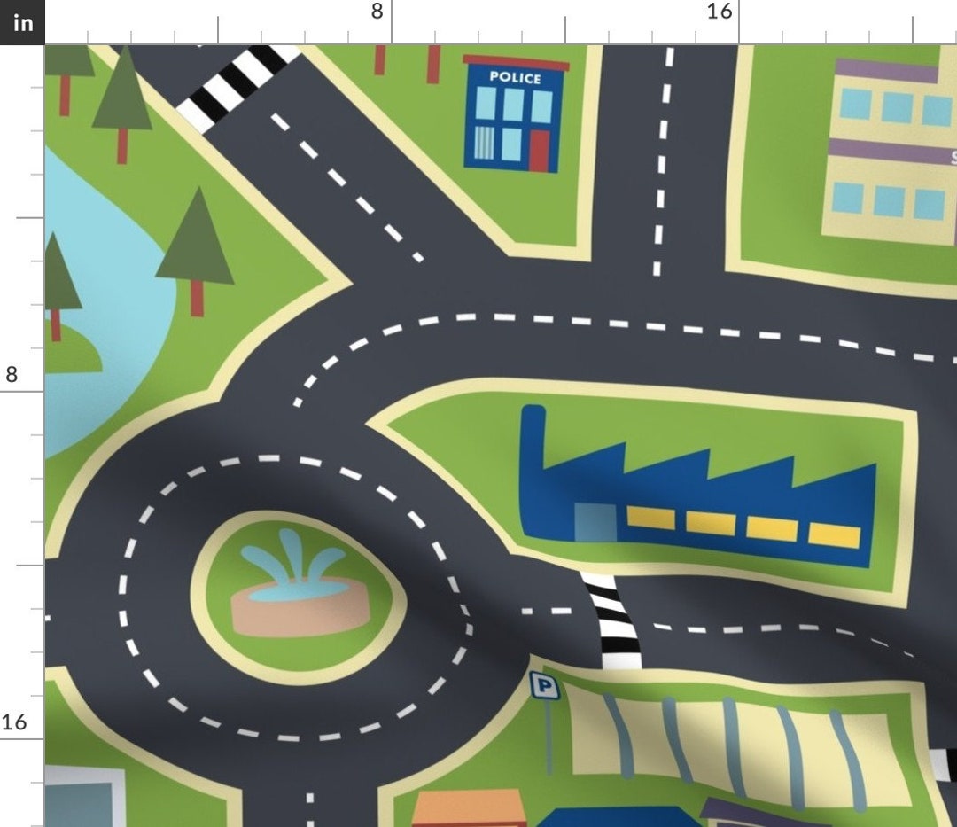 Playroom Fabric Town Country Play Map Mat by Seesawboomerang - Etsy