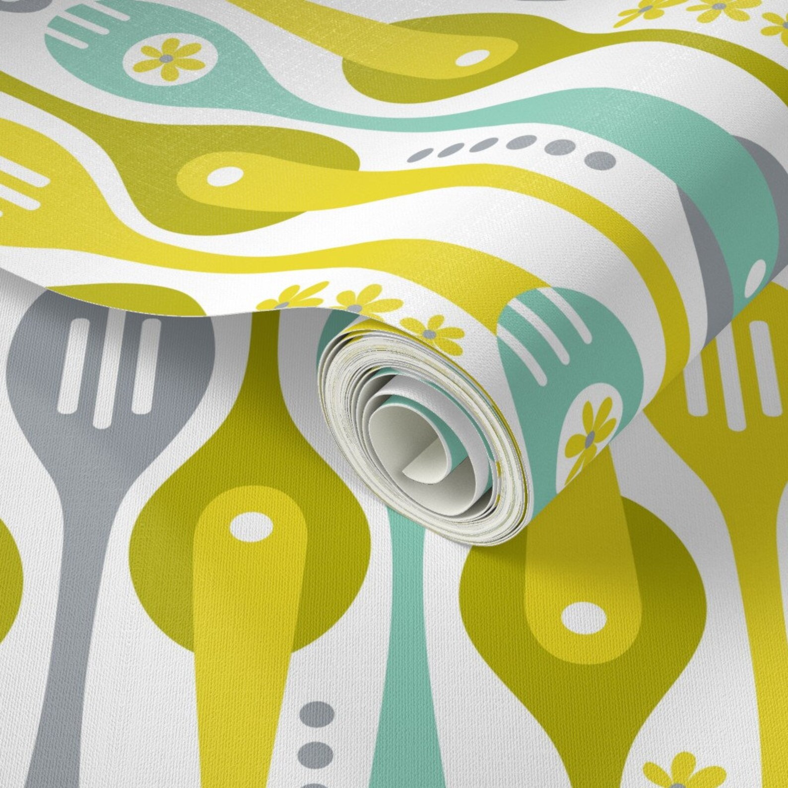 Spoons Wallpaper - Kitchenette - Yellow Spoon by Heatherdutton - Spoons ...