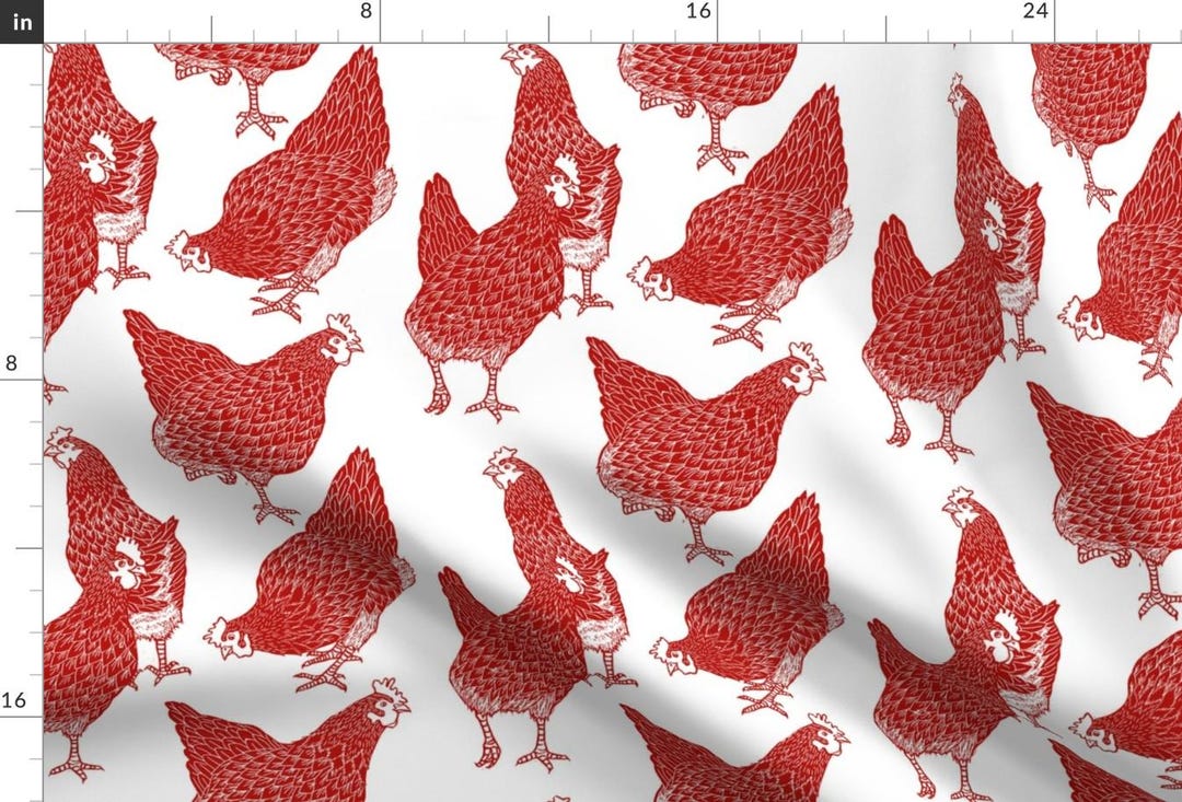 Red Hens Fabric - Red Hens by Threebearsprints - Red Hens Farm Animal ...