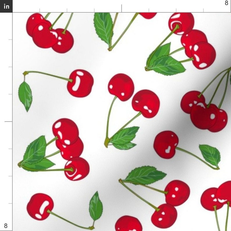 Cherry Fabric Cherries on Crispy White by Juliesfabrics - Etsy
