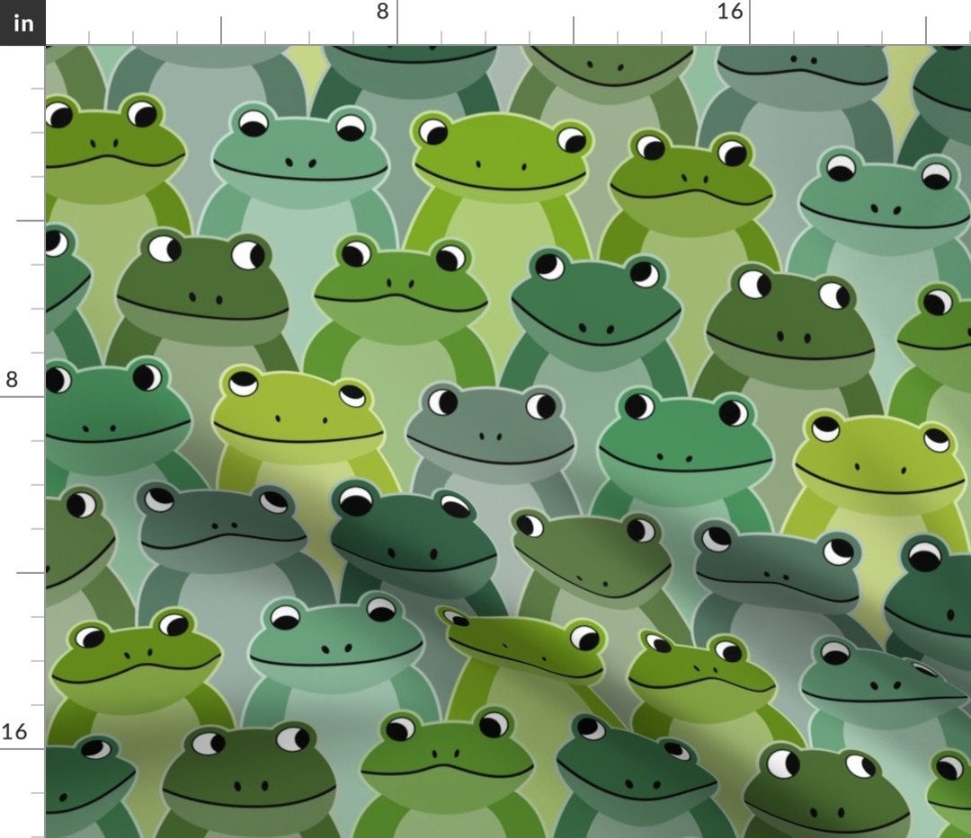 Green Frogs Fabric Friendly Frogs by Dunnspun Whimsical Cute Mint Green ...