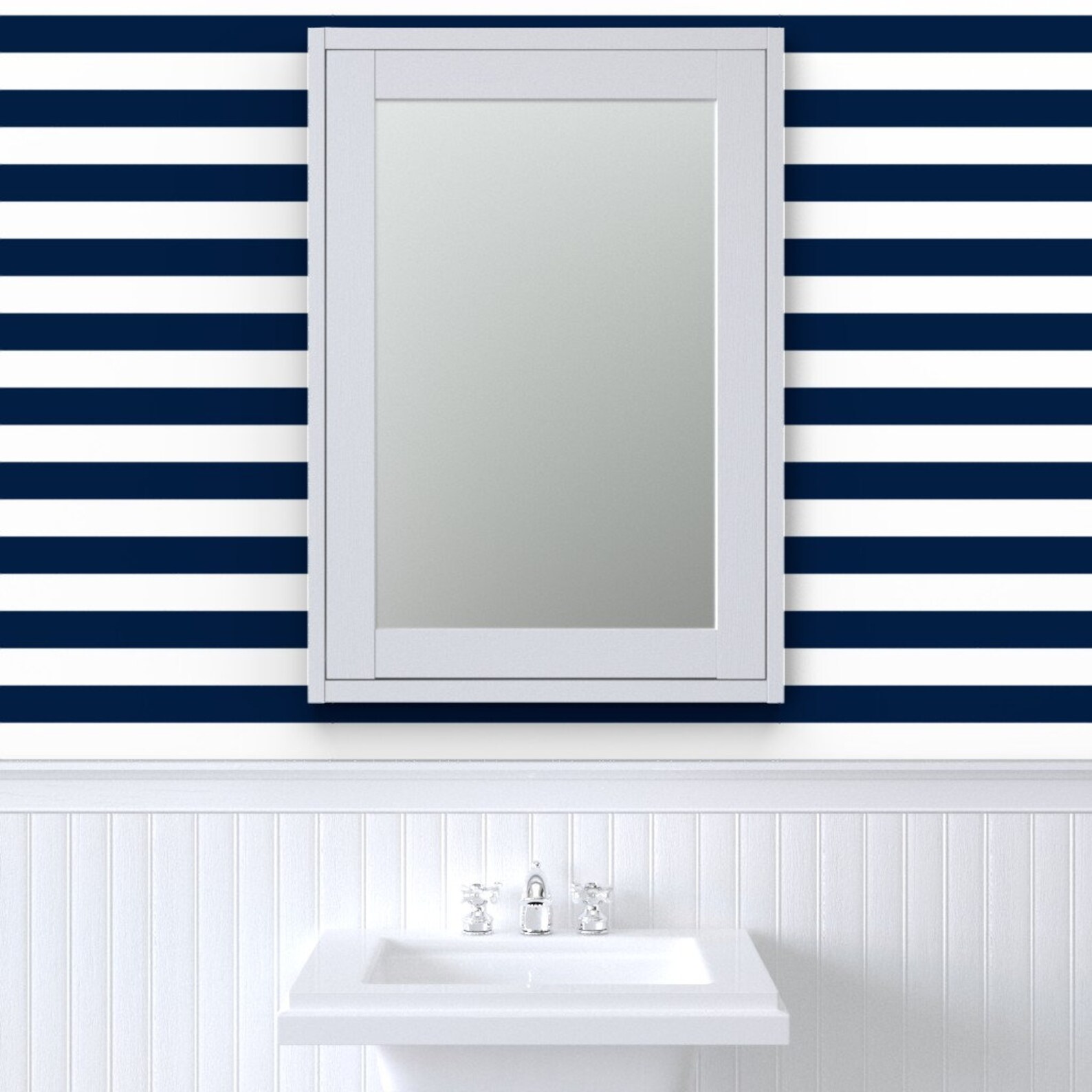 Stripes Wallpaper Navy and White Stripes Nursery by Andrea | Etsy