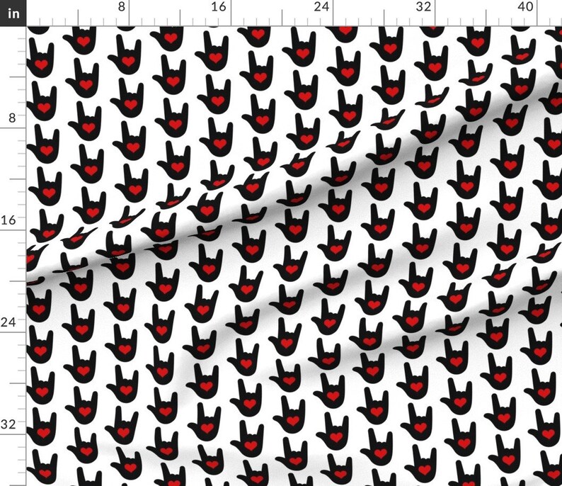Sign Language Love Fabric I Love You Sign Language Asl Black - Etsy