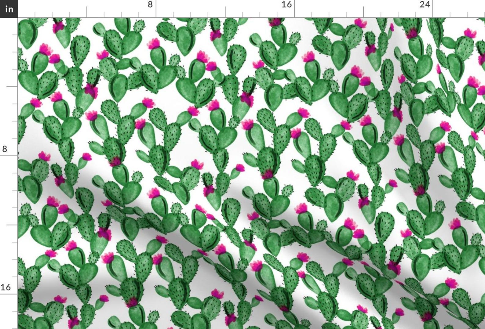 Green Cactus Fabric - Emerald Cactus + Rose // Small by Ivieclothco ...