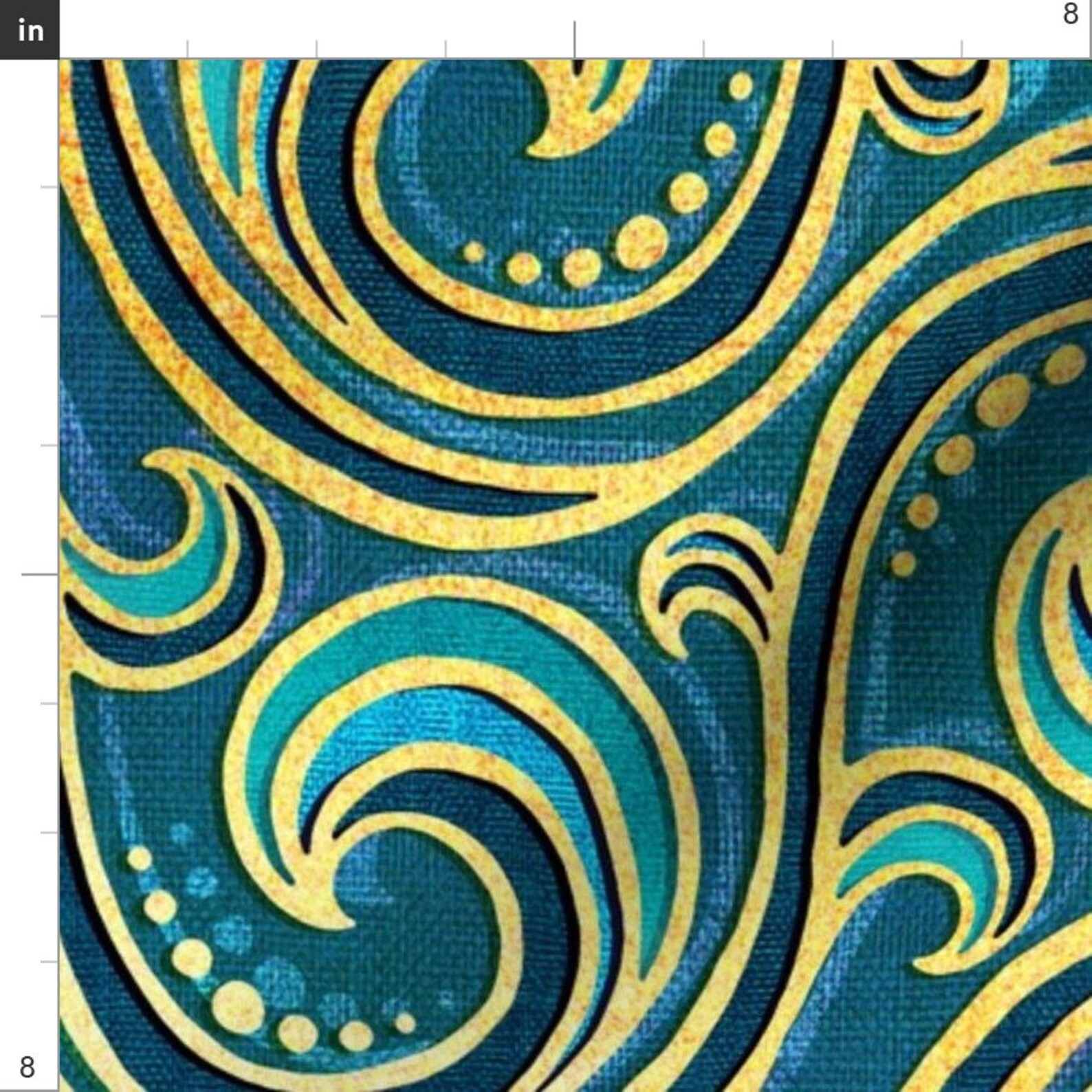 Rococo Swirls Fabric Modern Mermaid Ocean Waves Large by - Etsy