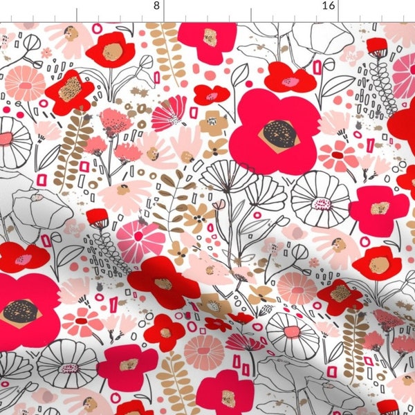 Modern Red Fabric - Etsy