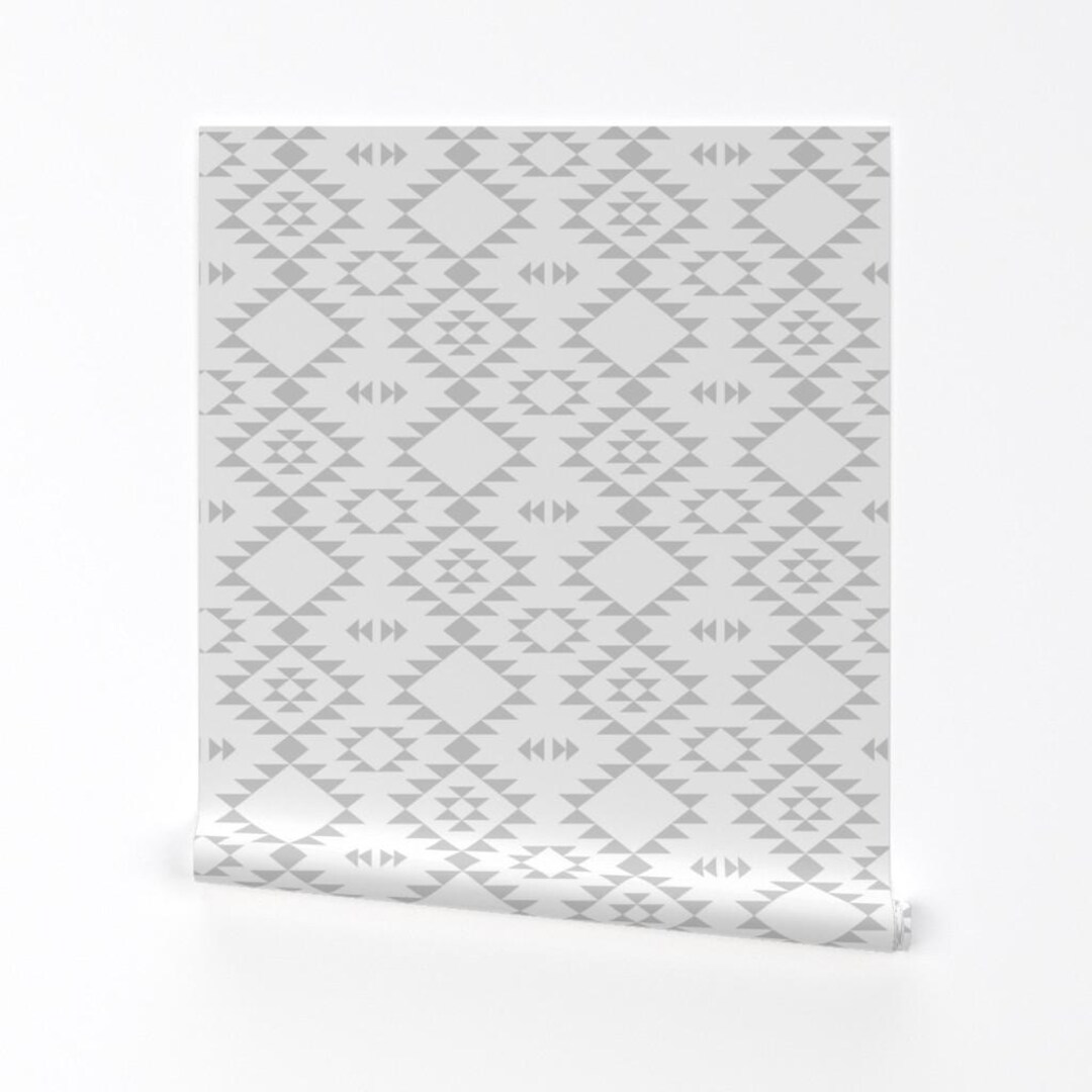 Navajo Wallpaper - Navajo - Gray by Kimsa - Navajo Aztec Gray White ...