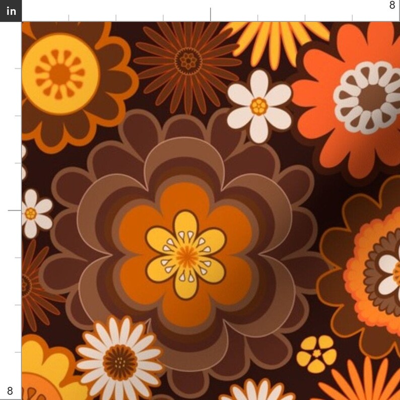 1970s Hippie Fabric Retro 70s Floral by Priraj_designs - Etsy