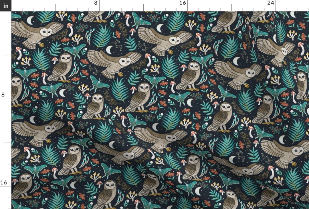 Woodland Forest Fabric - Owl Mushrooms & Moths by Tamara_lance - Owls ...