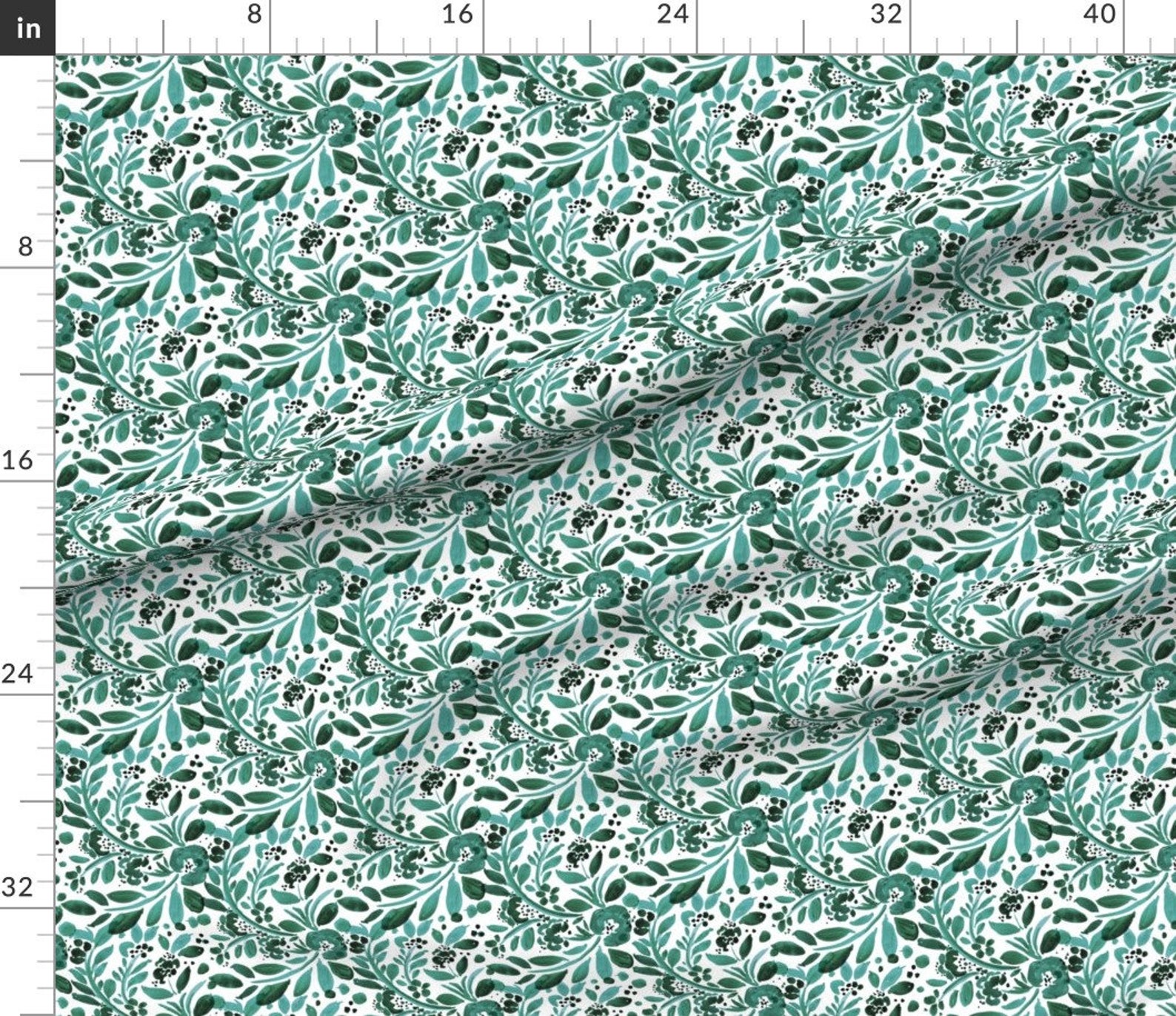 Jade Fabric Jade-floral-small by Crystal Walen Jade Green - Etsy