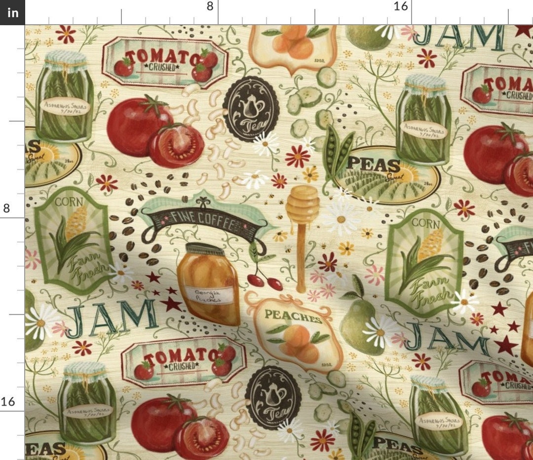 Vintage Kitchen Fabric Grandma's Kitchen by Stephaniebeischer-studio8 ...